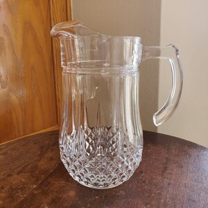 Vintage Crystal Water Pitcher - Diamond Point Pattern - Etsy