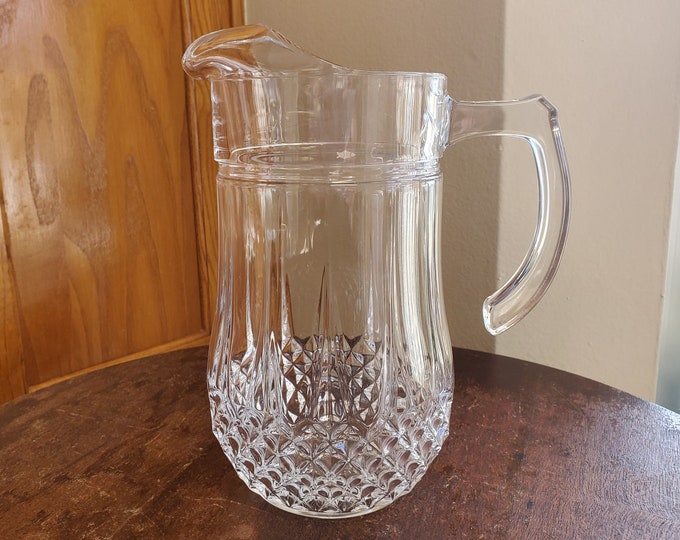 Vintage Crystal Water Pitcher - Diamond Point Pattern - Etsy
