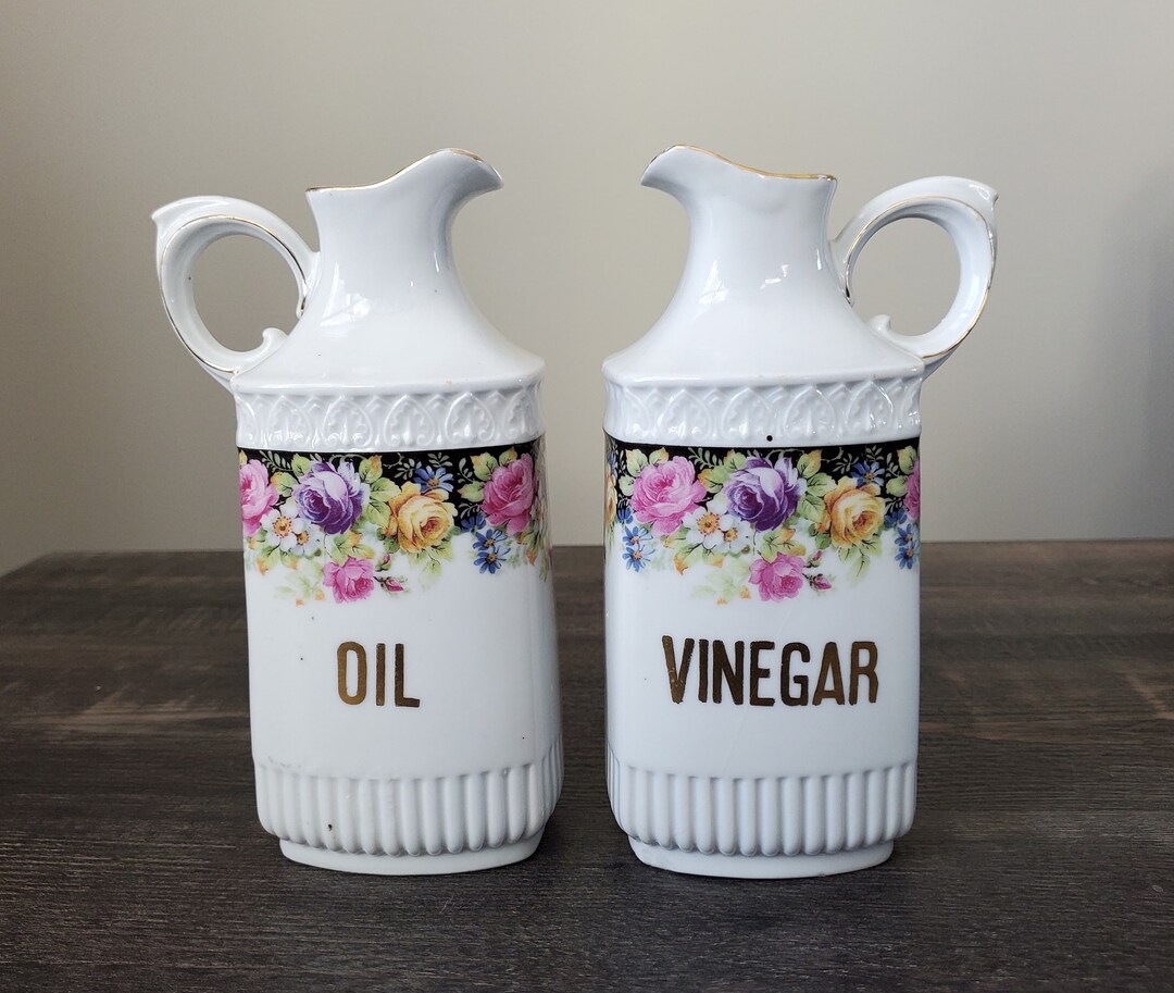 Vintage Ceramic Vinegar and Oil Bottles White Block Germany - Etsy