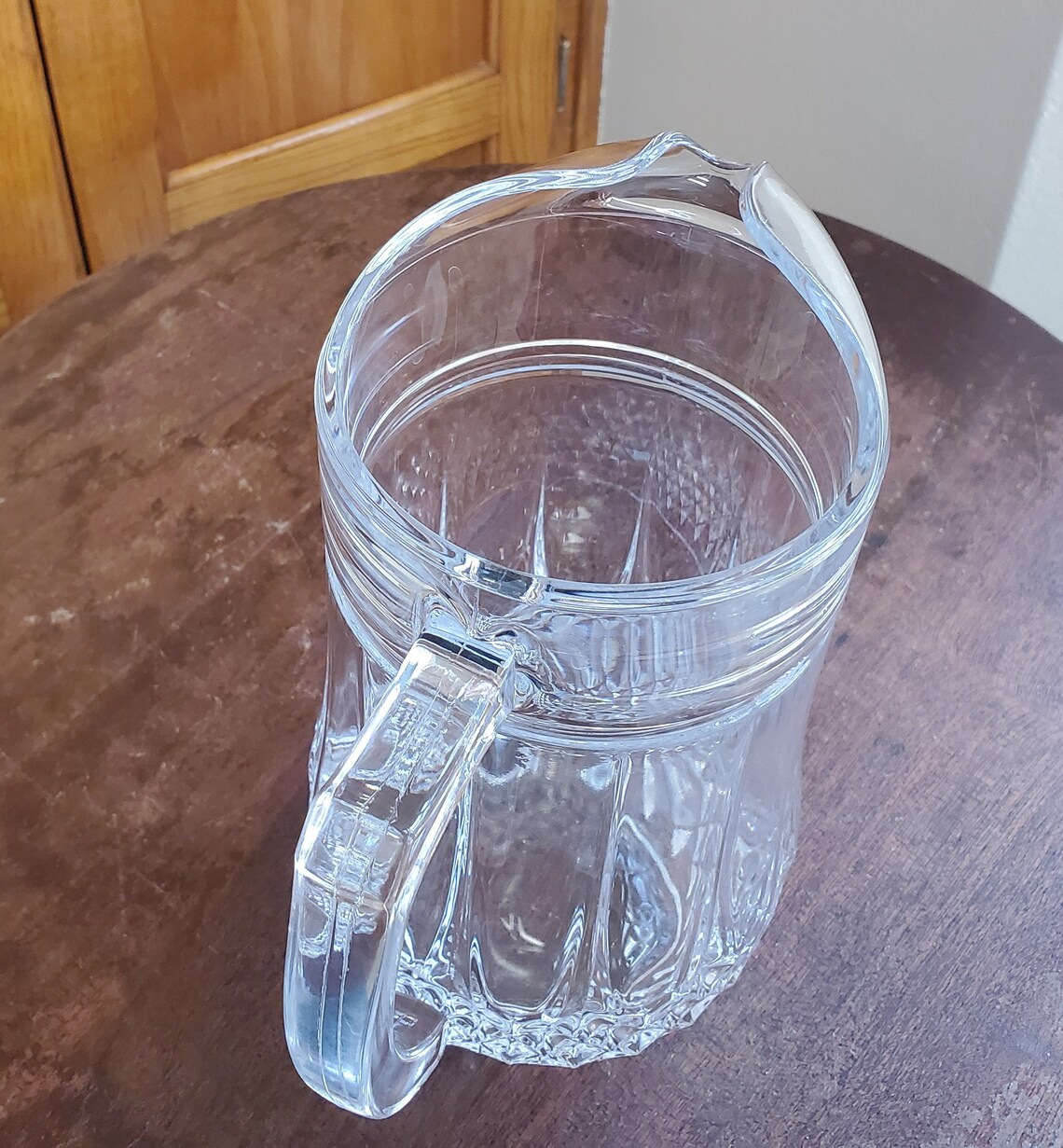 Vintage Crystal Water Pitcher Diamond Point Pattern - Etsy