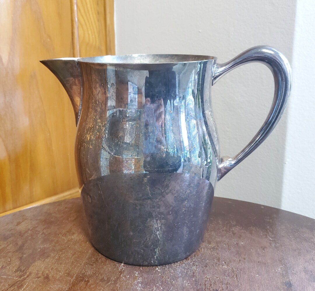 Vintage Silver on Copper Water Pitcher - With Rainbow Tarnish - Etsy