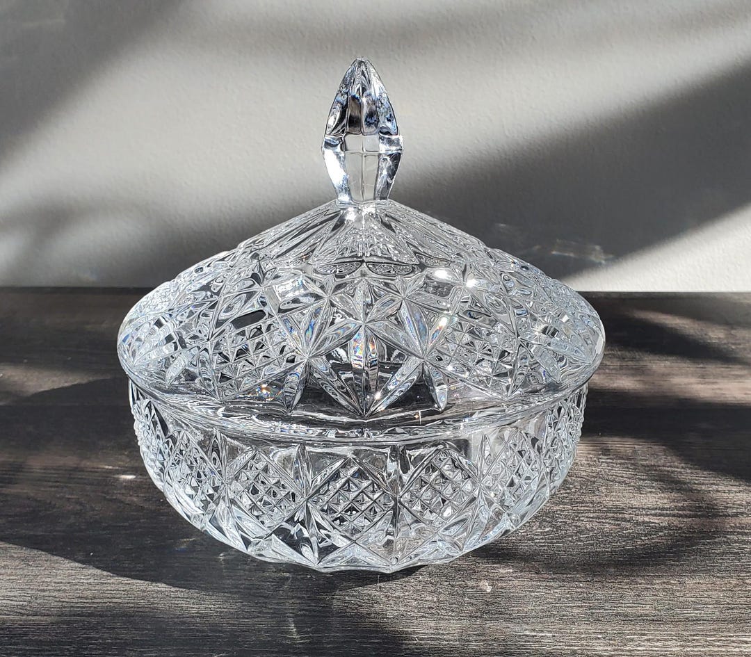Vintage Crystal Lidded Candy Dish - Etsy