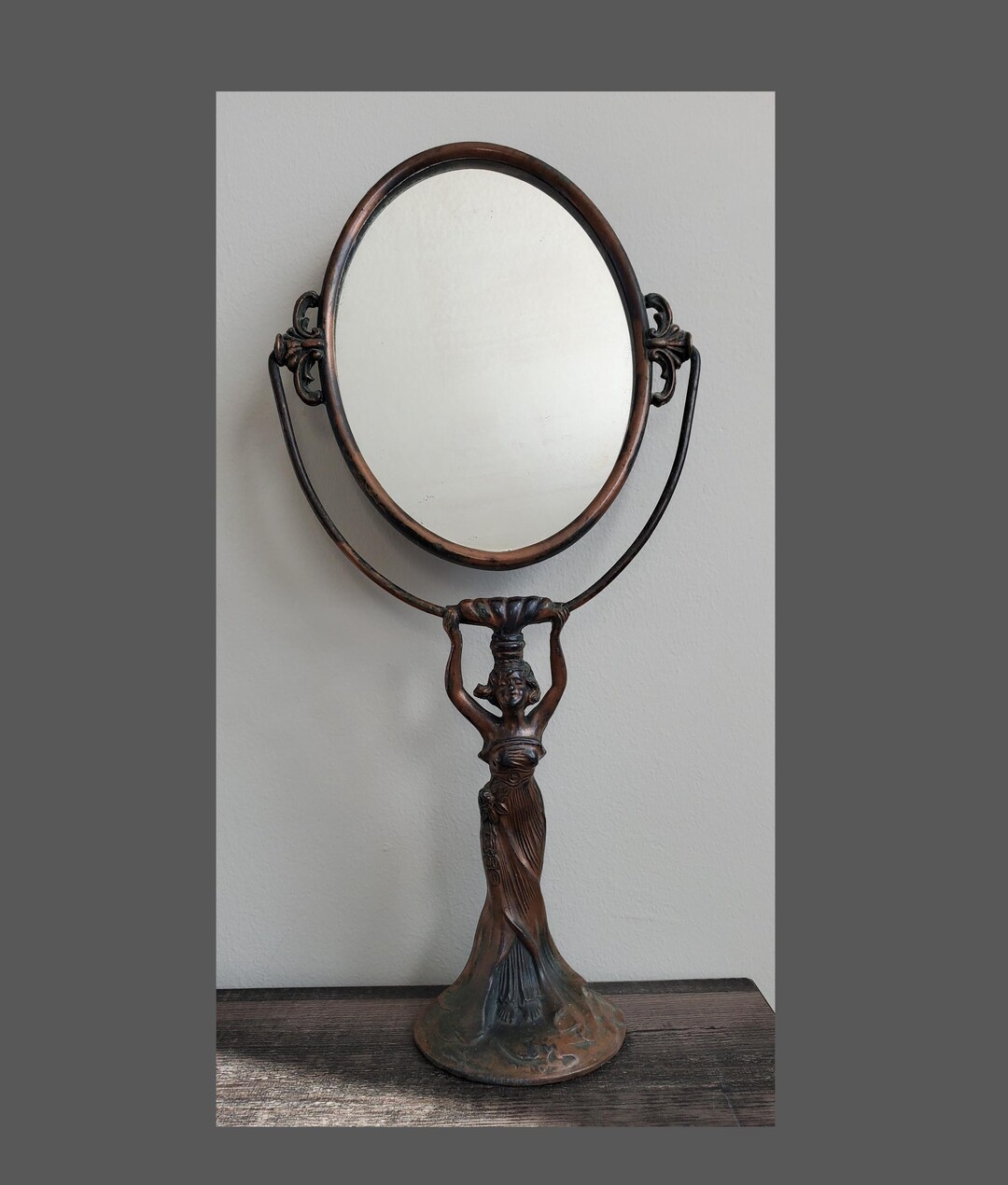 Art Nouveau Copper Vanity Mirror Lady Holding Mirror - Etsy