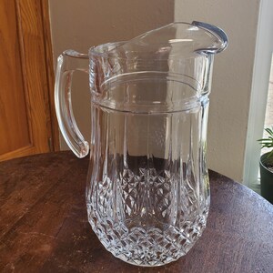 Vintage Crystal Water Pitcher - Diamond Point Pattern - Etsy