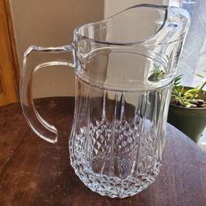 Vintage Crystal Water Pitcher - Diamond Point Pattern - Etsy