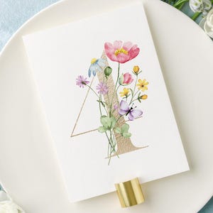 Editable Modern Wildflower Floral Table Number Template Flowers ...