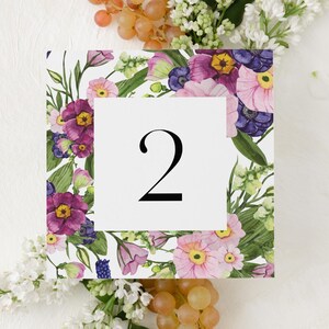 Editable Lilac Lilies Wisteria Watercolor Floral Frame Flowers Table ...