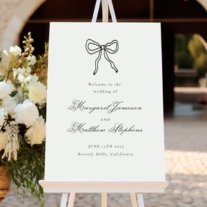 Editable Wedding Welcome Sign Template Black Bow Script 16x20 & 18x24 ...