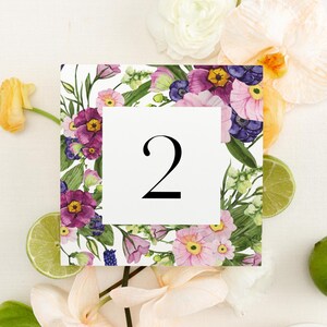 Editable Lilac Lilies Wisteria Watercolor Floral Frame Flowers Table ...