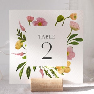 Editable Spring Pastel Watercolor Floral Frame Flowers Table Numbers 5 ...