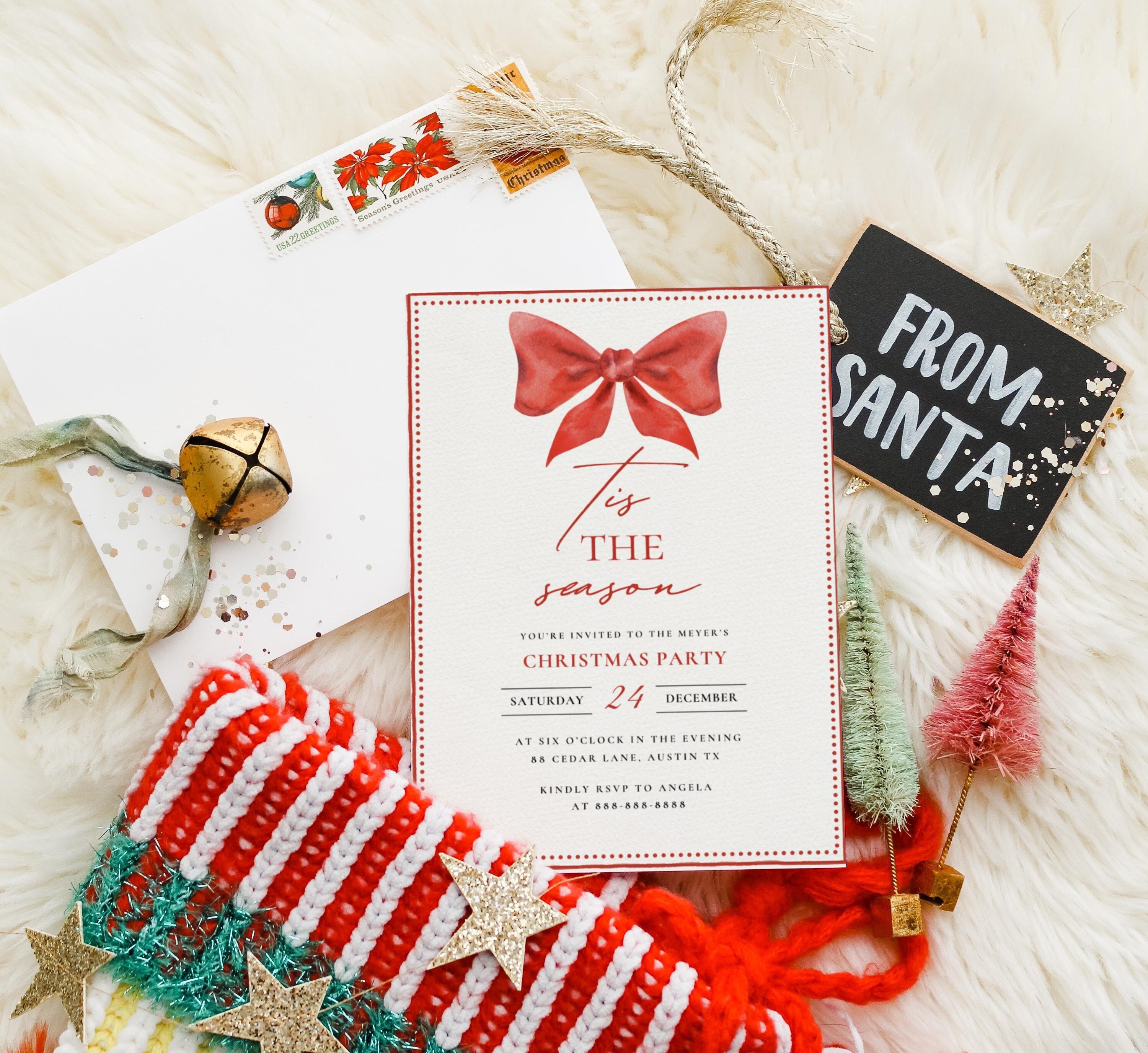 Editable Christmas Party Invitation | Present Invitation Download | Tis ...
