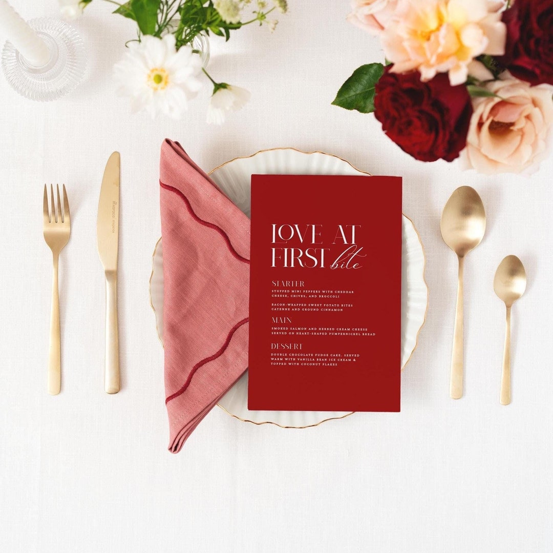 Editable Galentine's Day Brunch Party Valentine Red Love at First Bite ...