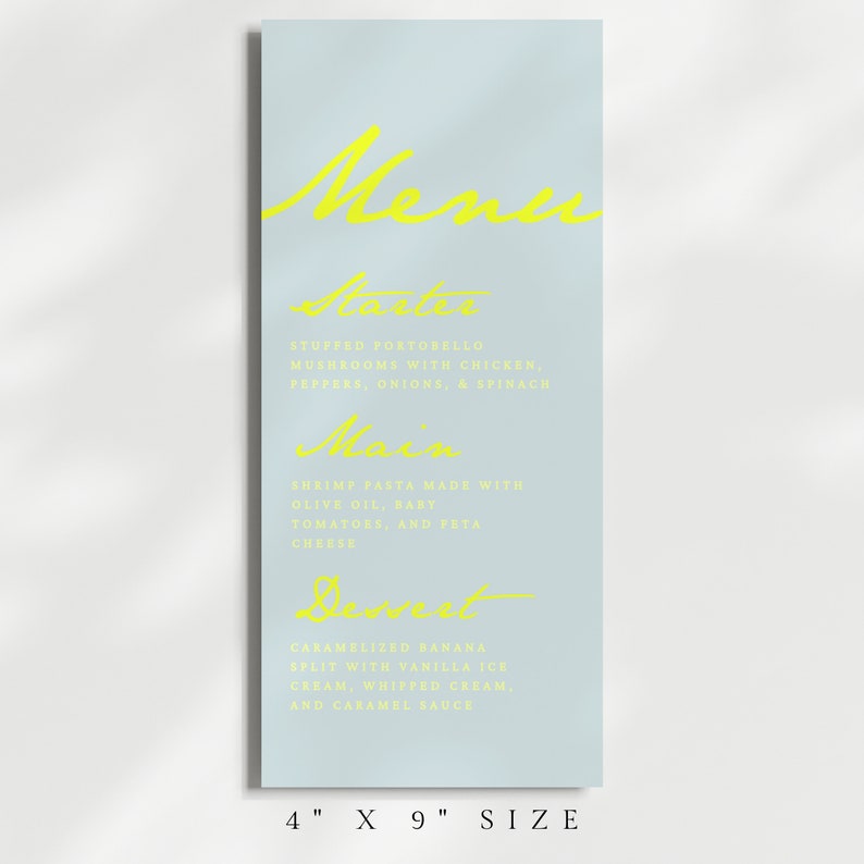 Editable Neon Blue Scripted Menu Event Menu Template Modern Single ...