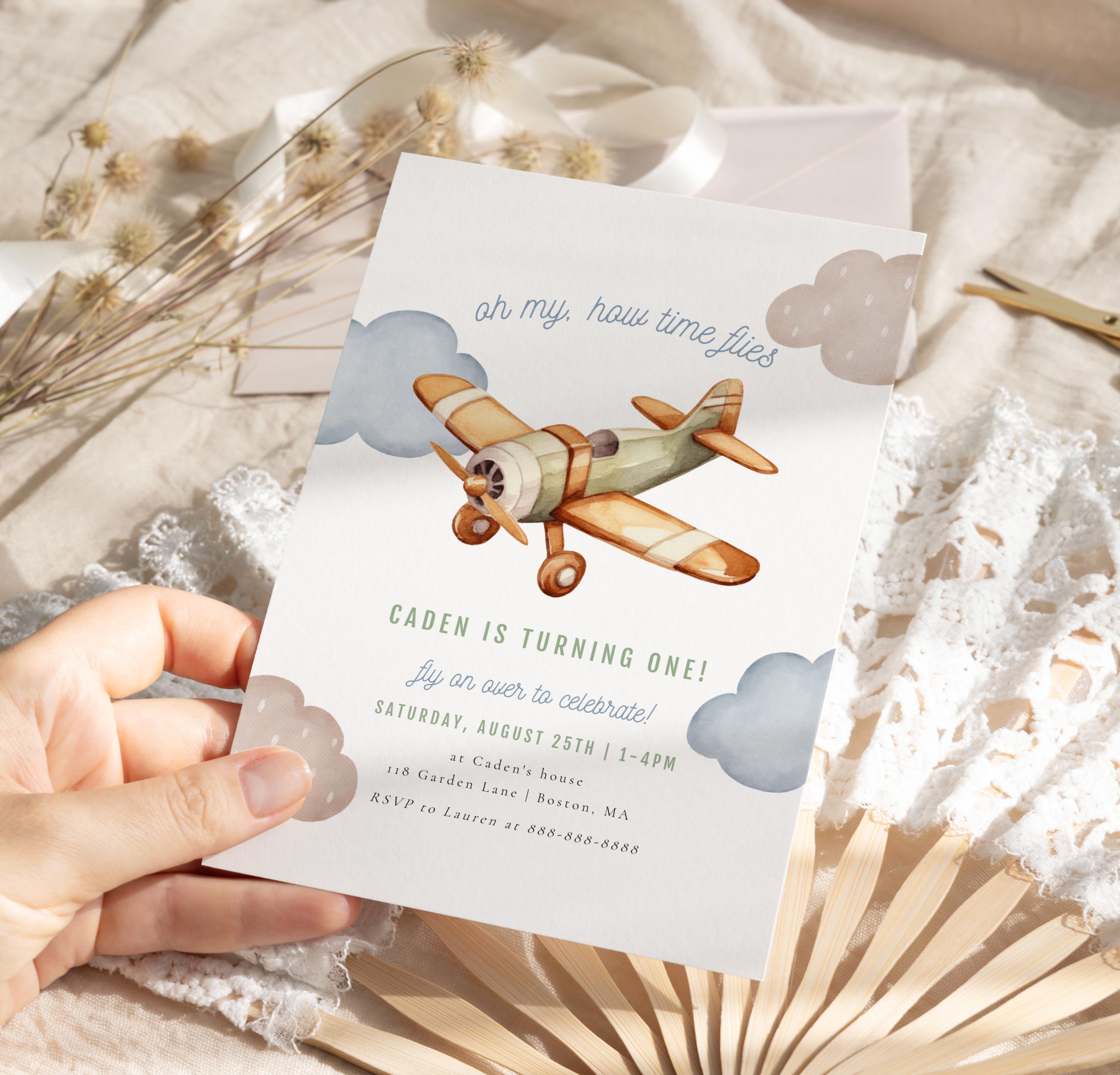 Editable My Oh My How Time Flies Birthday Boy Invitation Template ...