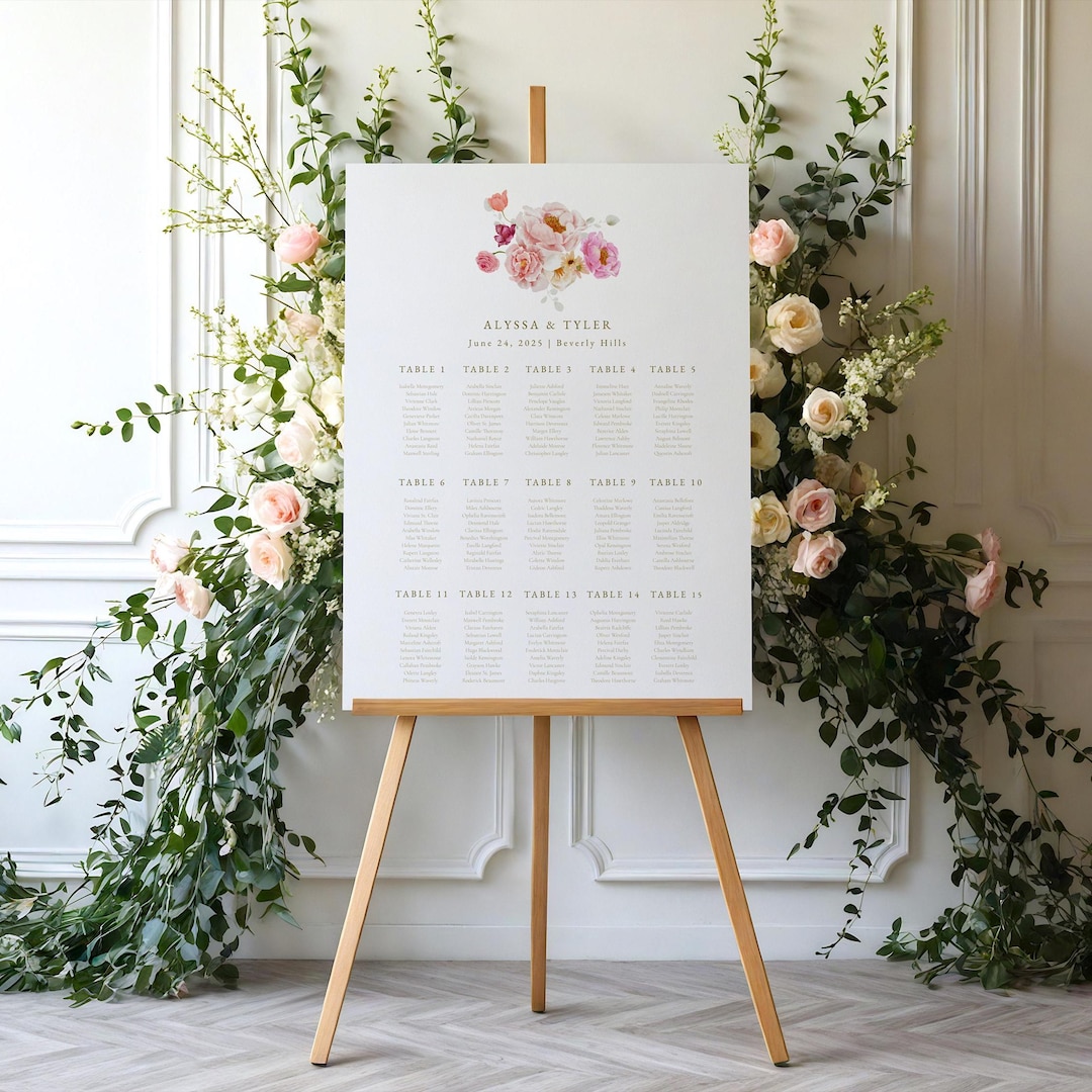 Editable FAYE Enchanted Garden Butterfly Seating Chart Wedding Template ...