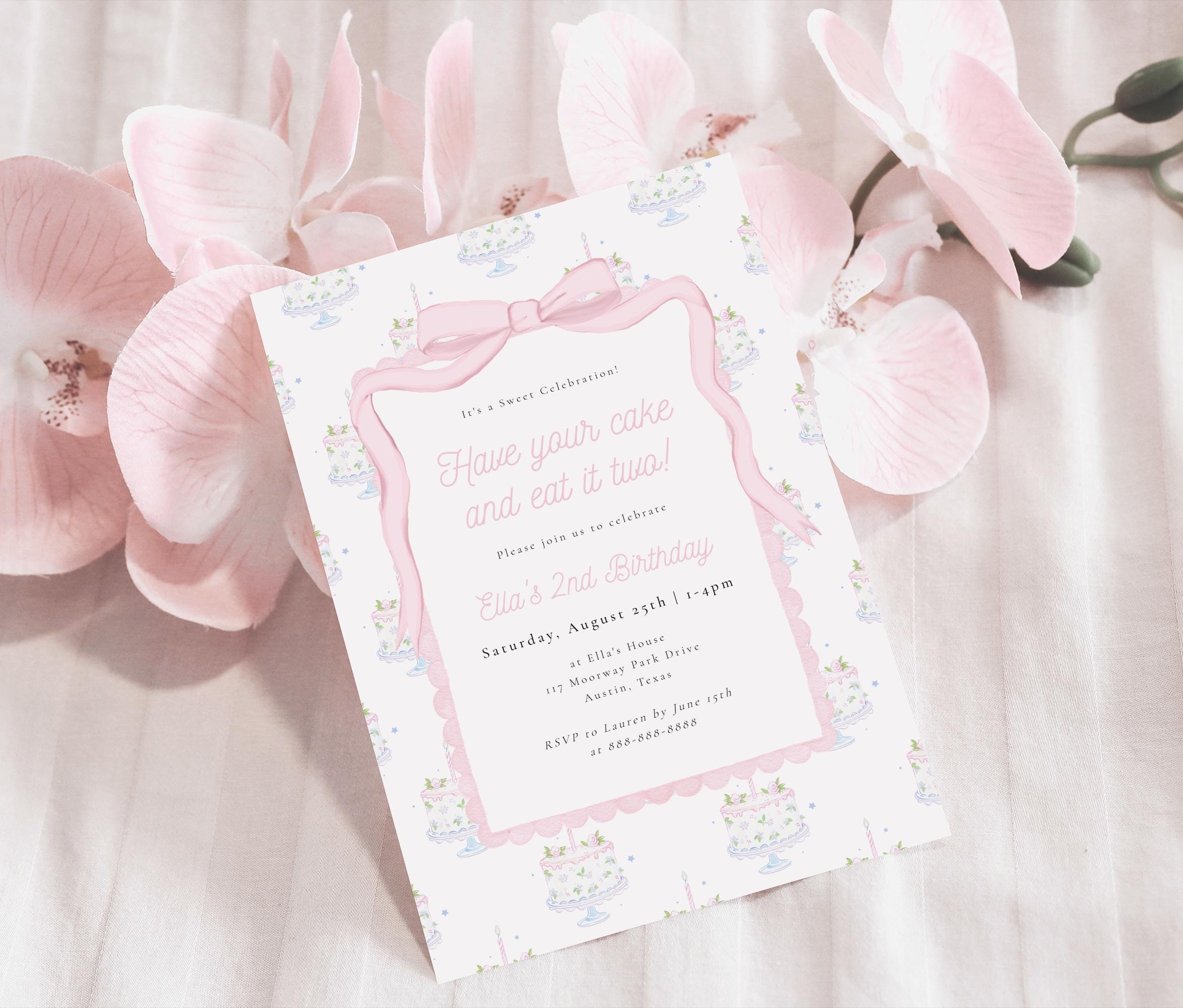 Editable Have Your Cake and Eat It Two Birthday Invitation Template ...