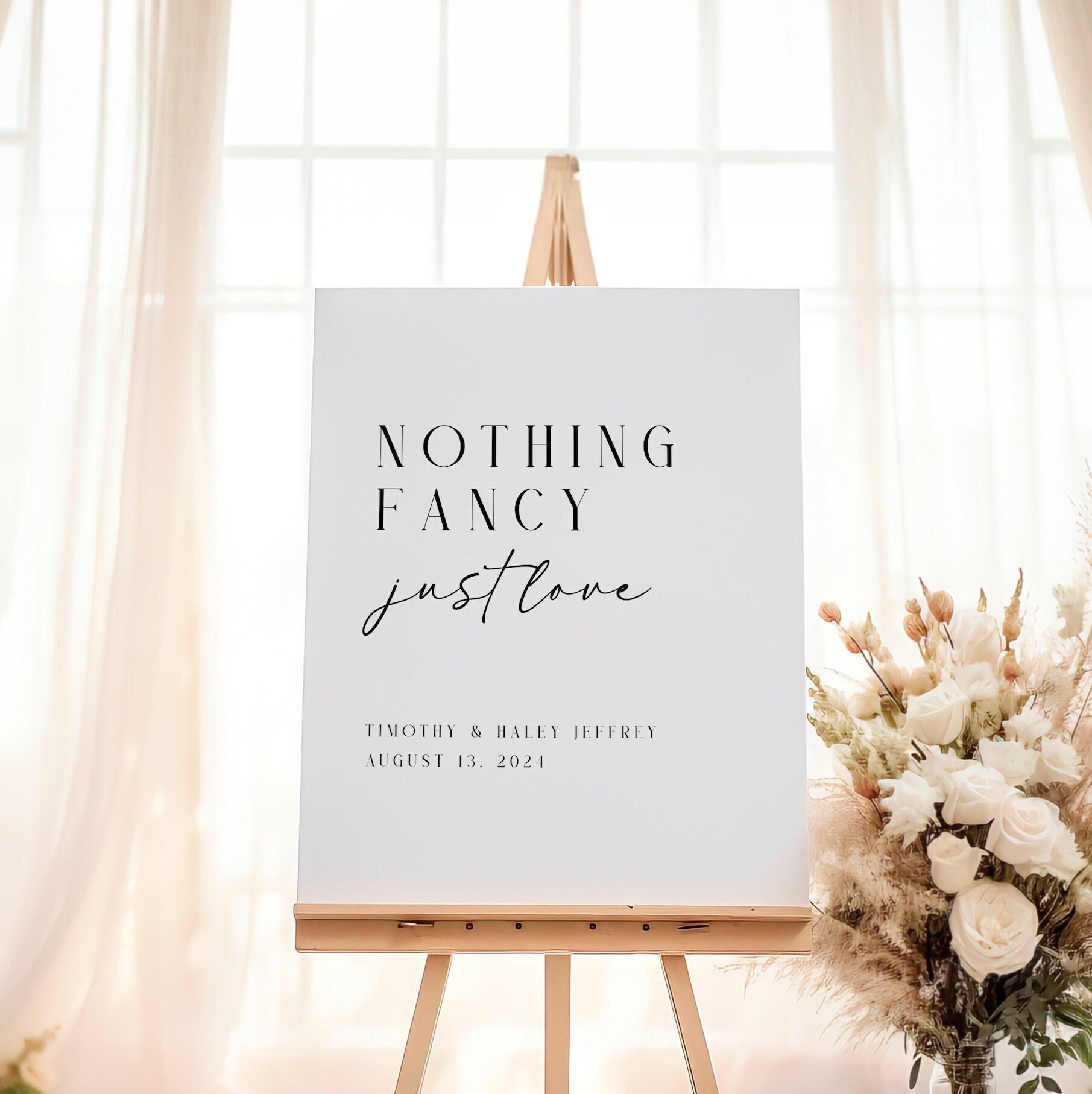 Editable Modern Nothing Fancy Just Love Wedding Welcome Sign Template ...