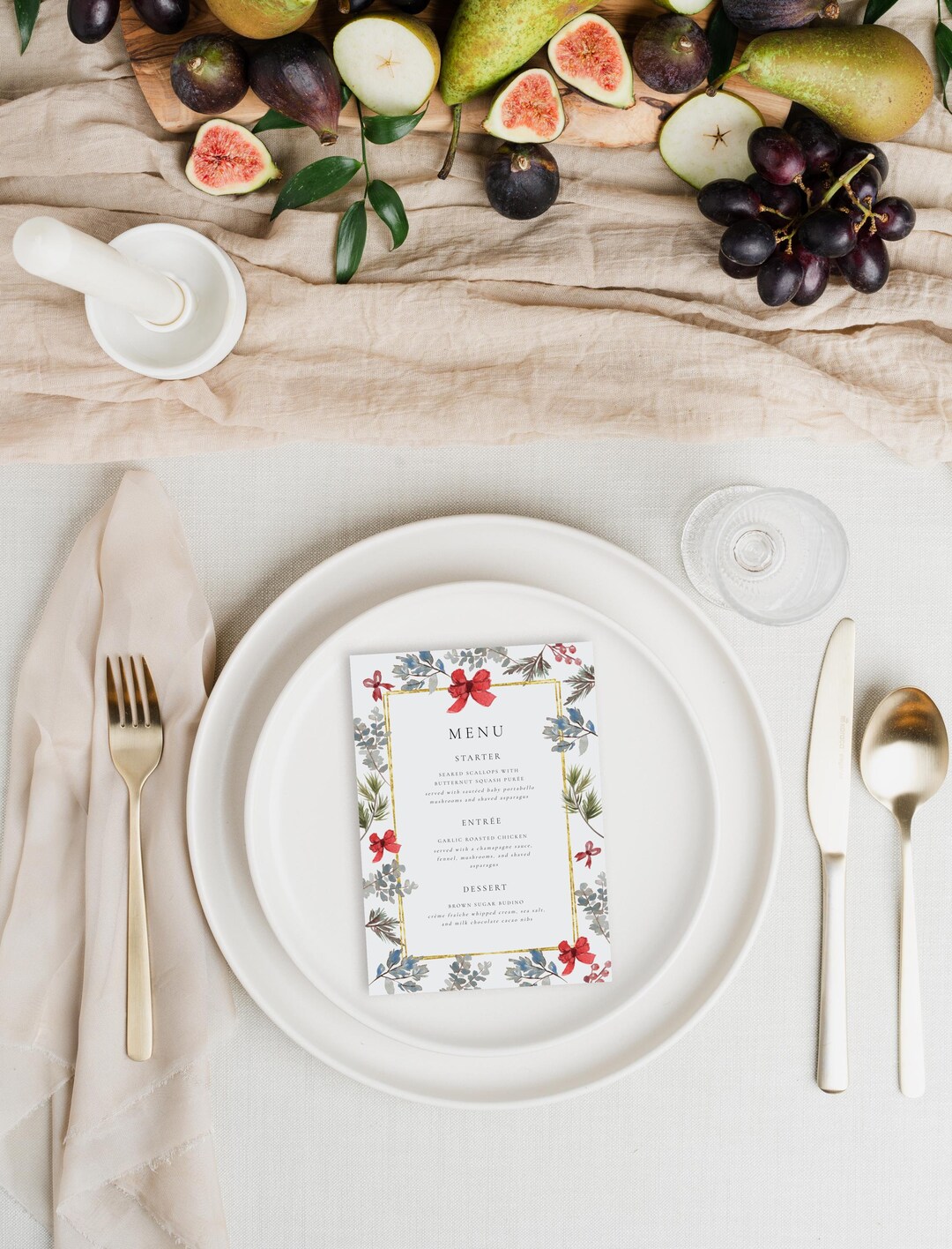 Editable Christmas Frame Holiday Menu Event Menu Template | Printable ...