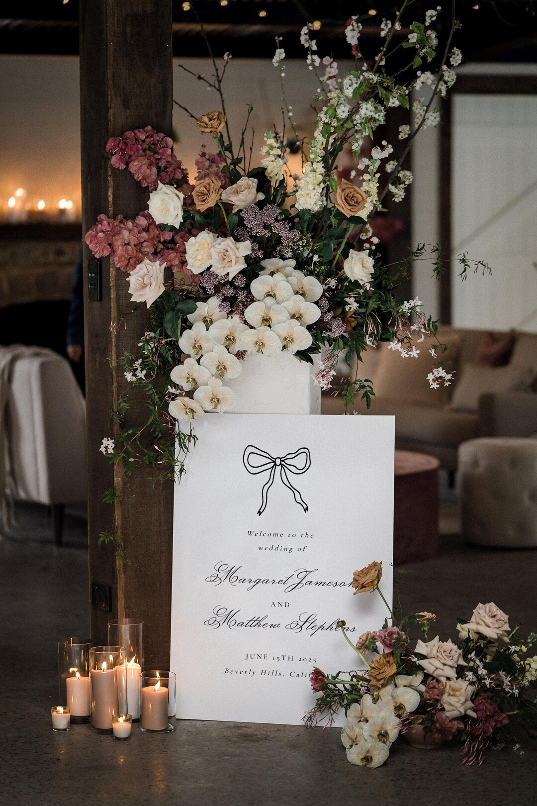 Editable Wedding Welcome Sign Template Black Bow Script 16x20 & 18x24 ...