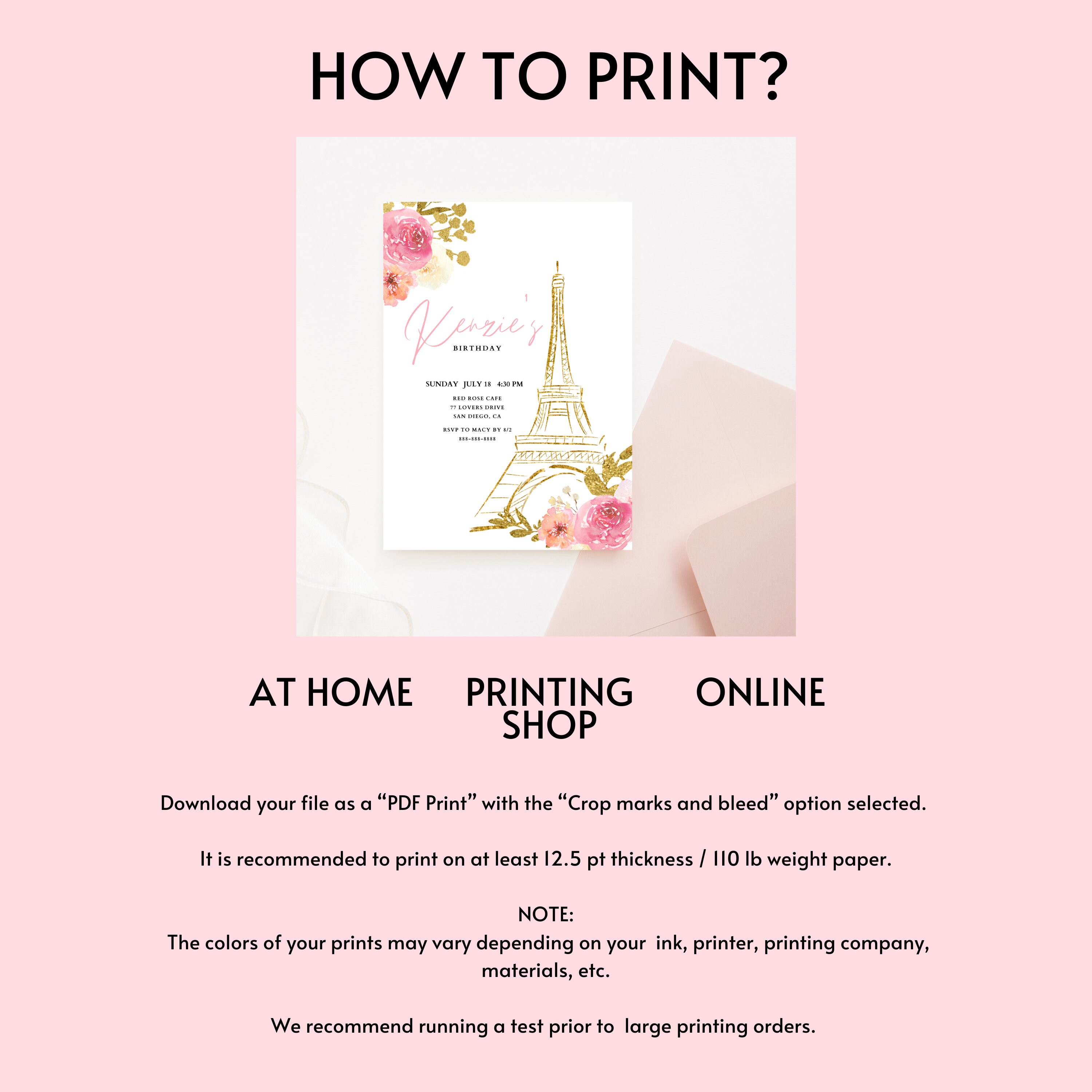 Paris Blooms Birthday Party Invite Parisian French Printable - Etsy