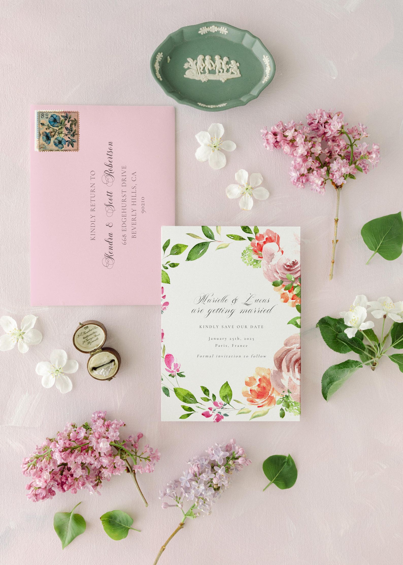 Editable Floral Script Photo Save the Date Wedding Event Template ...