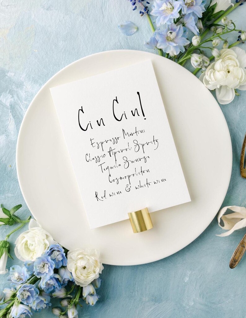 Editable Modern Cin Cin Wedding Bar Sign 5 X 7, 8 X 10 | Signature ...