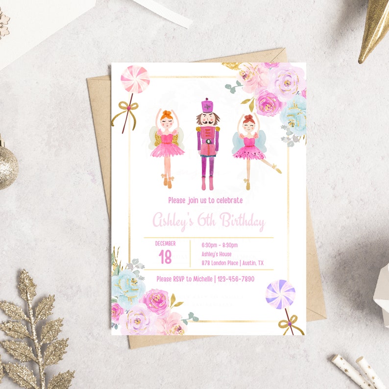 Editable Christmas Nutcracker Birthday Party Invitation Invitation ...