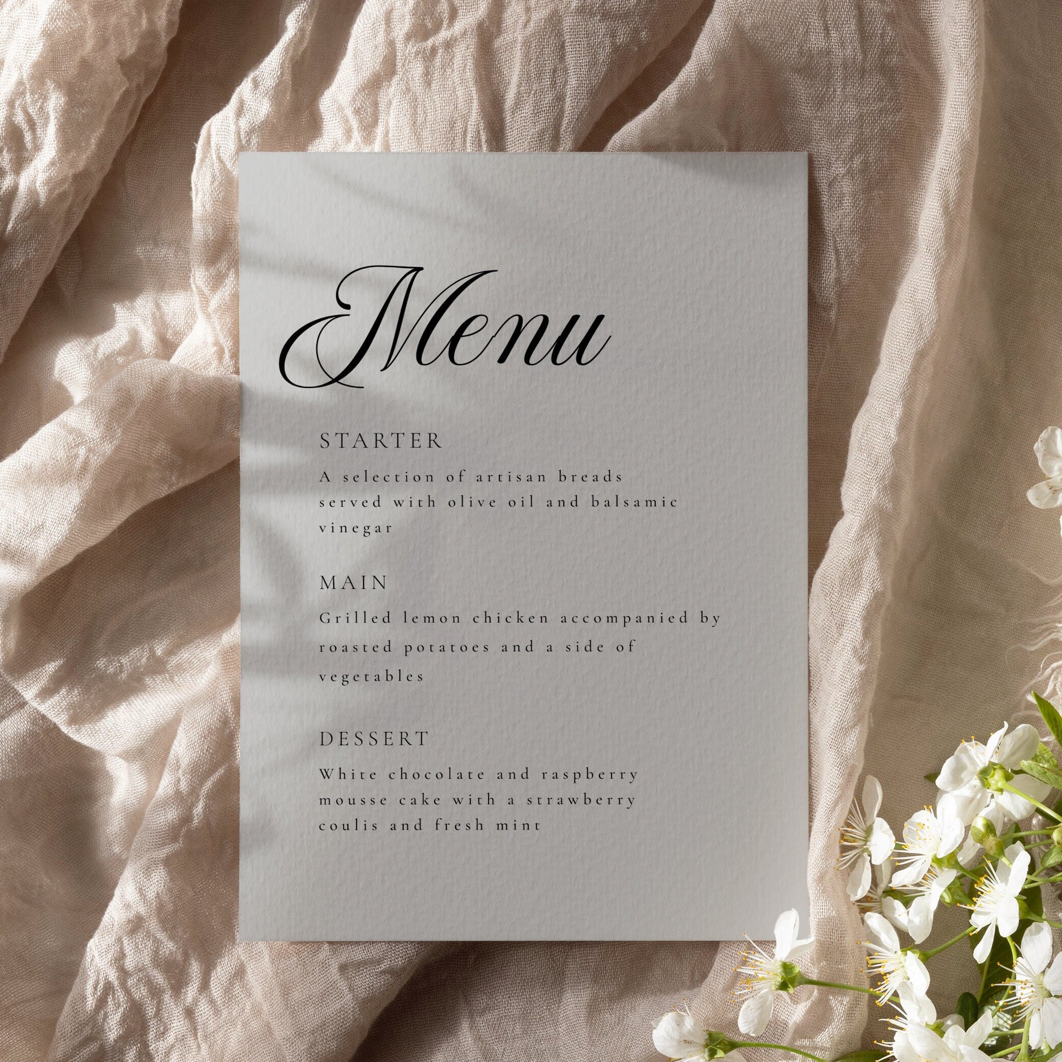 Editable Modern Tan & Black Menu Bridal Shower Wedding Event Menu ...