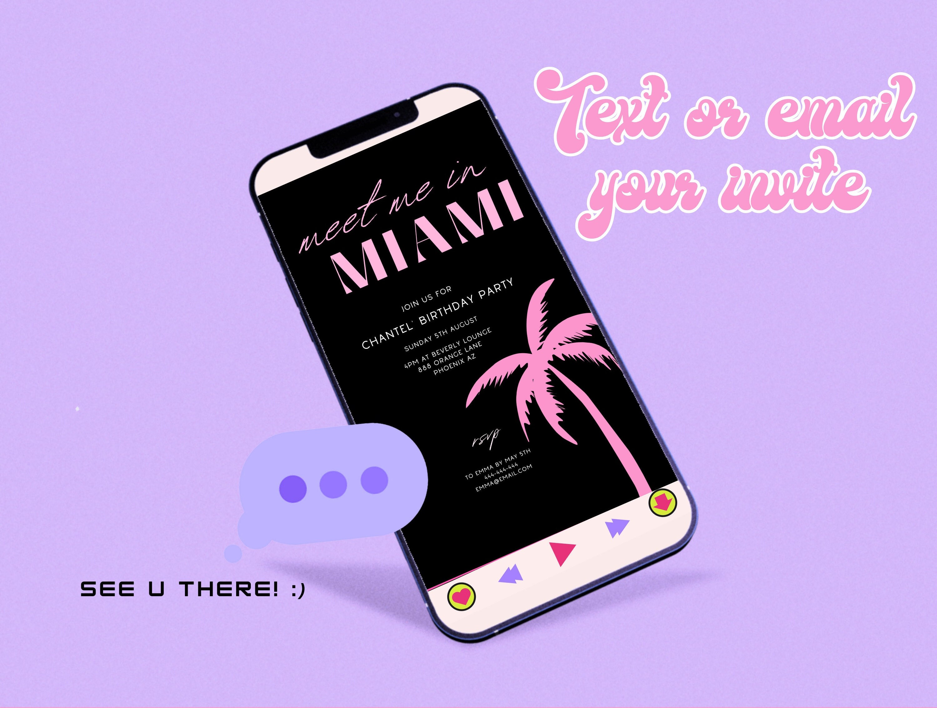 Meet Me in Miami Birthday Invitation Birthday Weekend Getaway Single ...