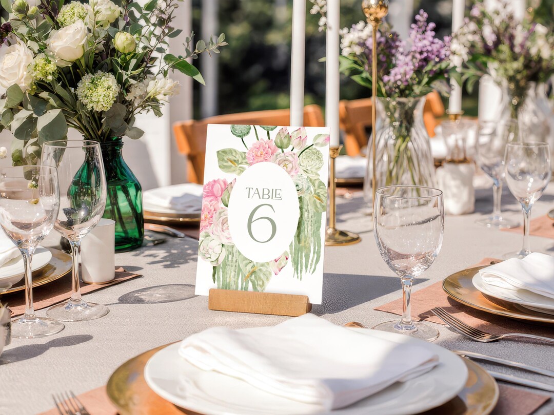 Editable Elegant Green Modern Floral Oval Table Numbers 5x7 | Table ...