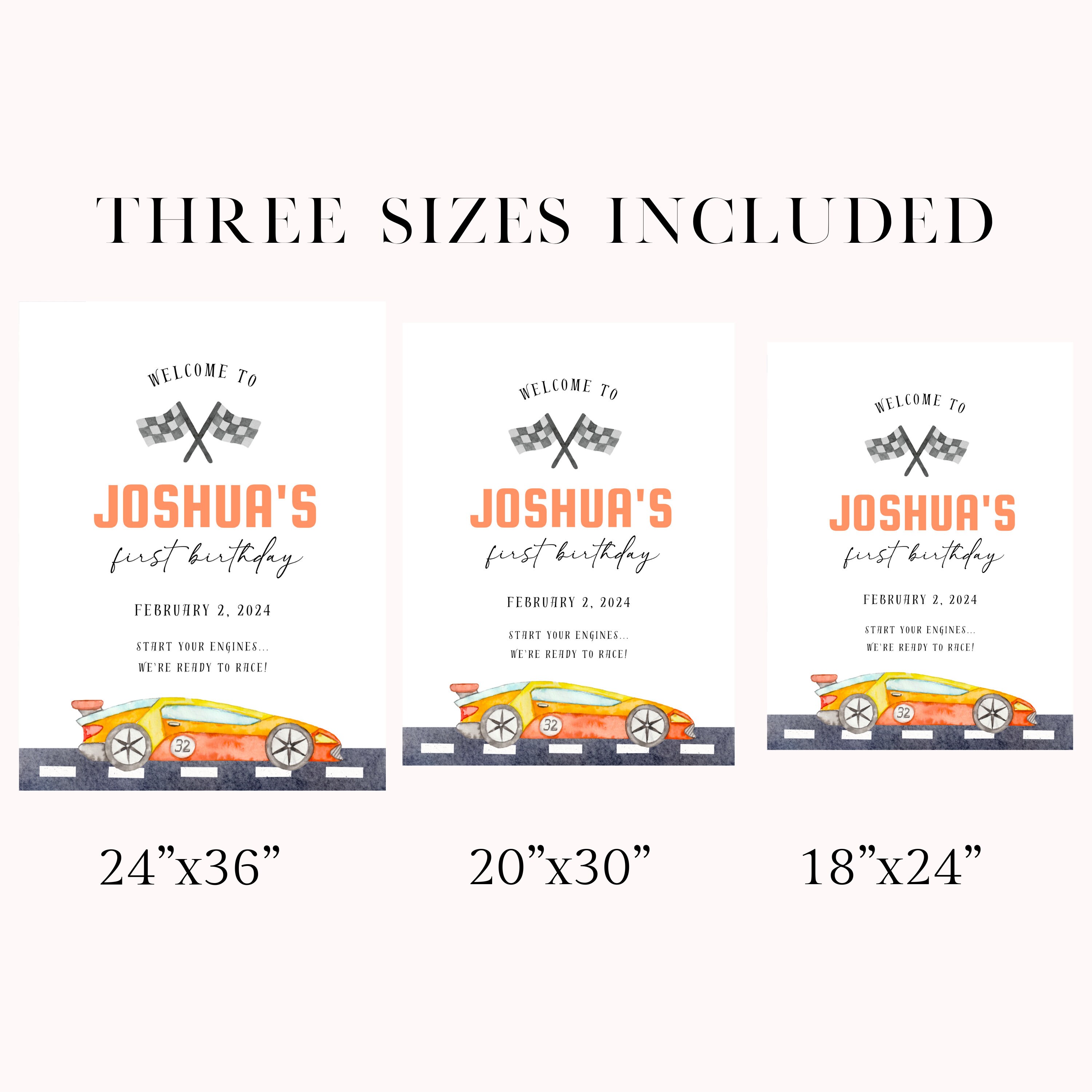 Editable Racecar Kids Baby Boy Birthday Welcome Sign Template Cars Race ...