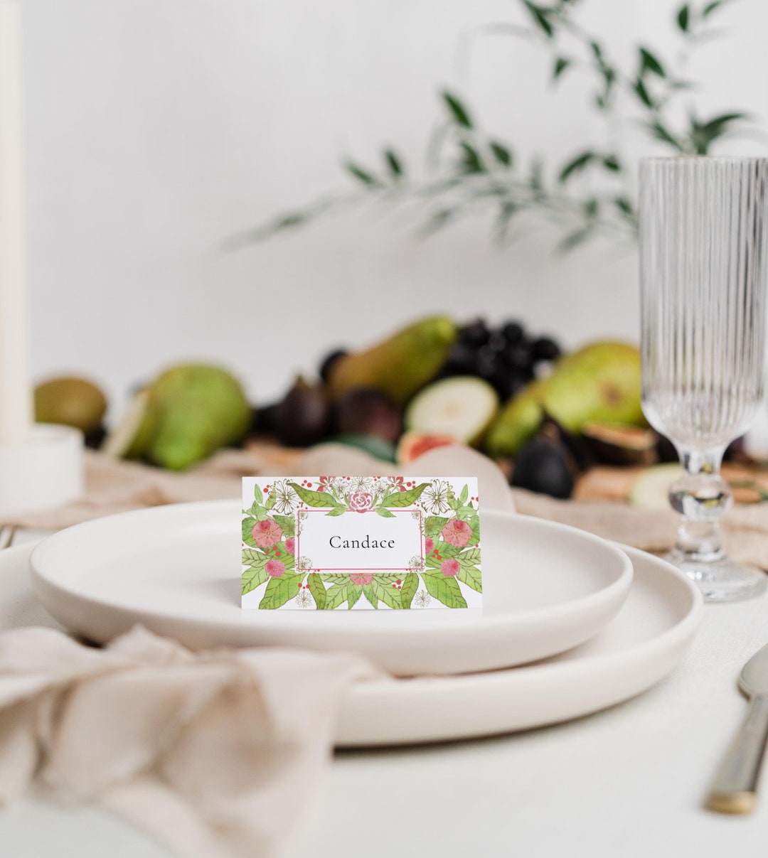 Editable Painted Floral Frame Whimsical Green Wedding Bridal Shower ...