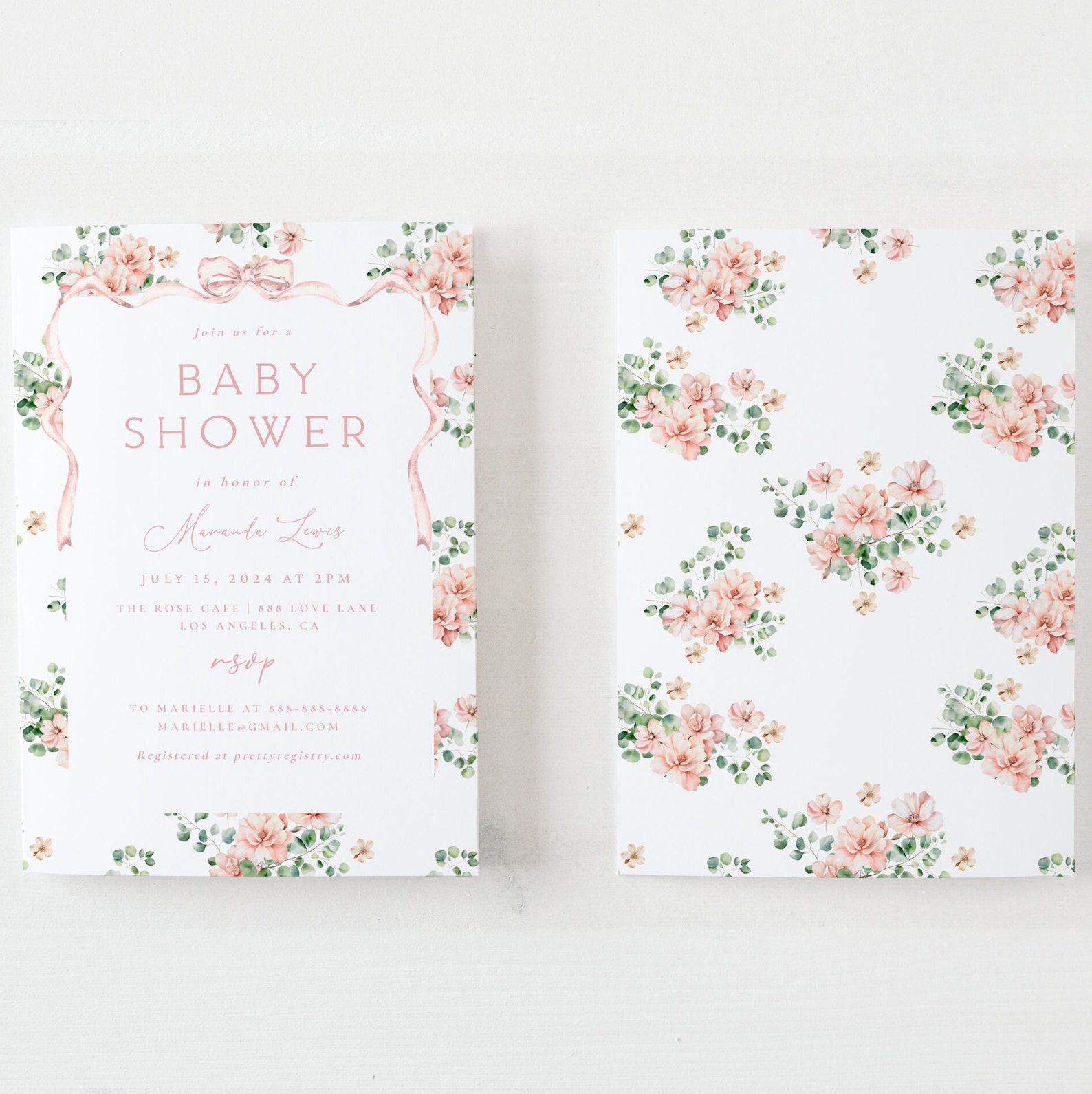 Editable Watercolor Floral Print Baby Shower Invitation Template ...