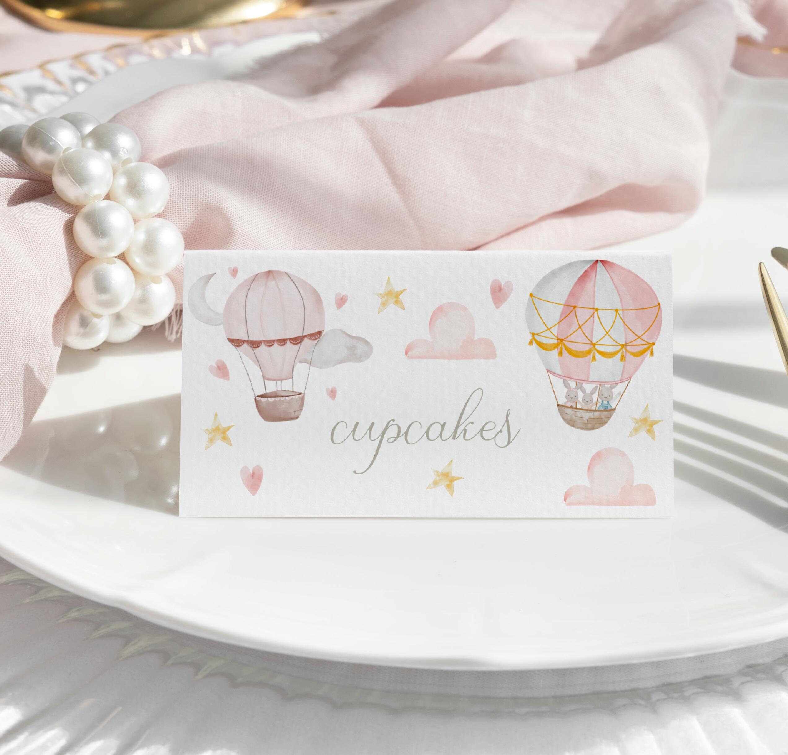 Editable Adventure Awaits Hot Air Balloon Bunny Clouds Birthday Food ...