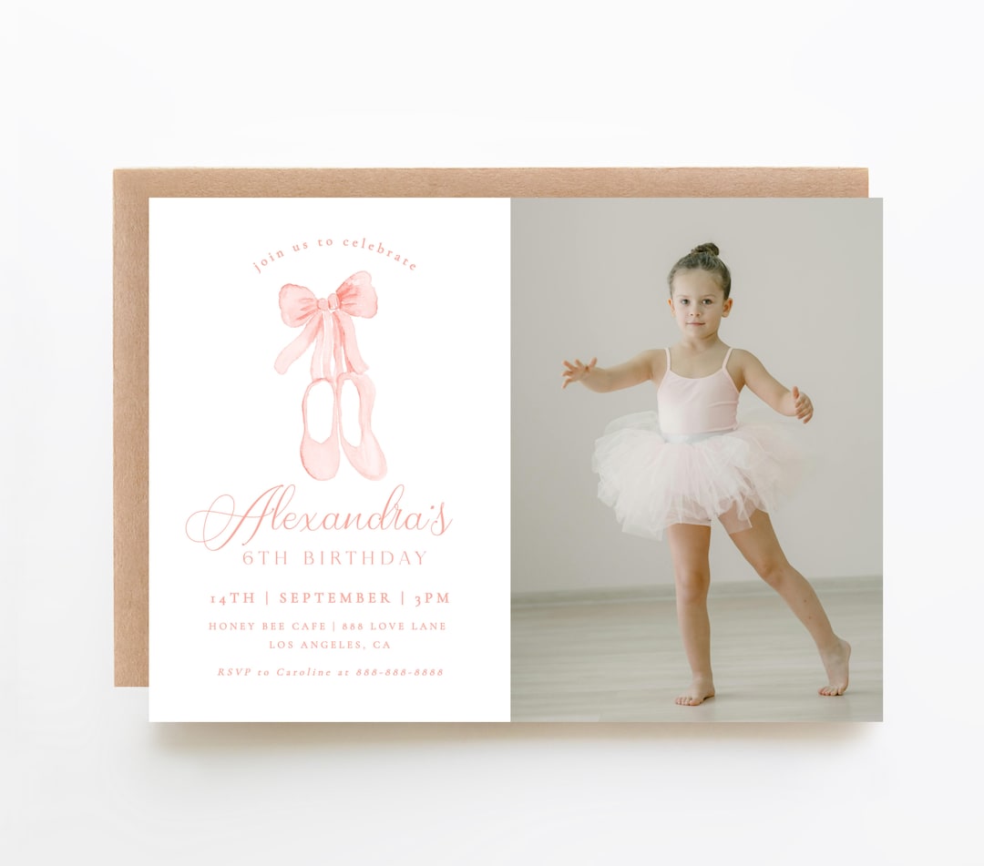 Editable Ballerina Invitation Template 7x5 | Ballet Party Photo ...