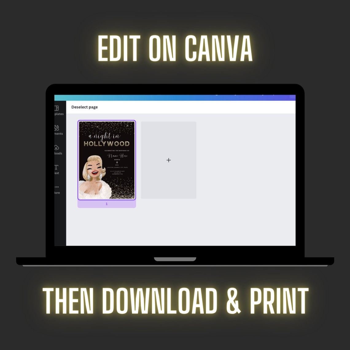 A Night in Hollywood Birthday Party Invite Old Hollywood - Etsy