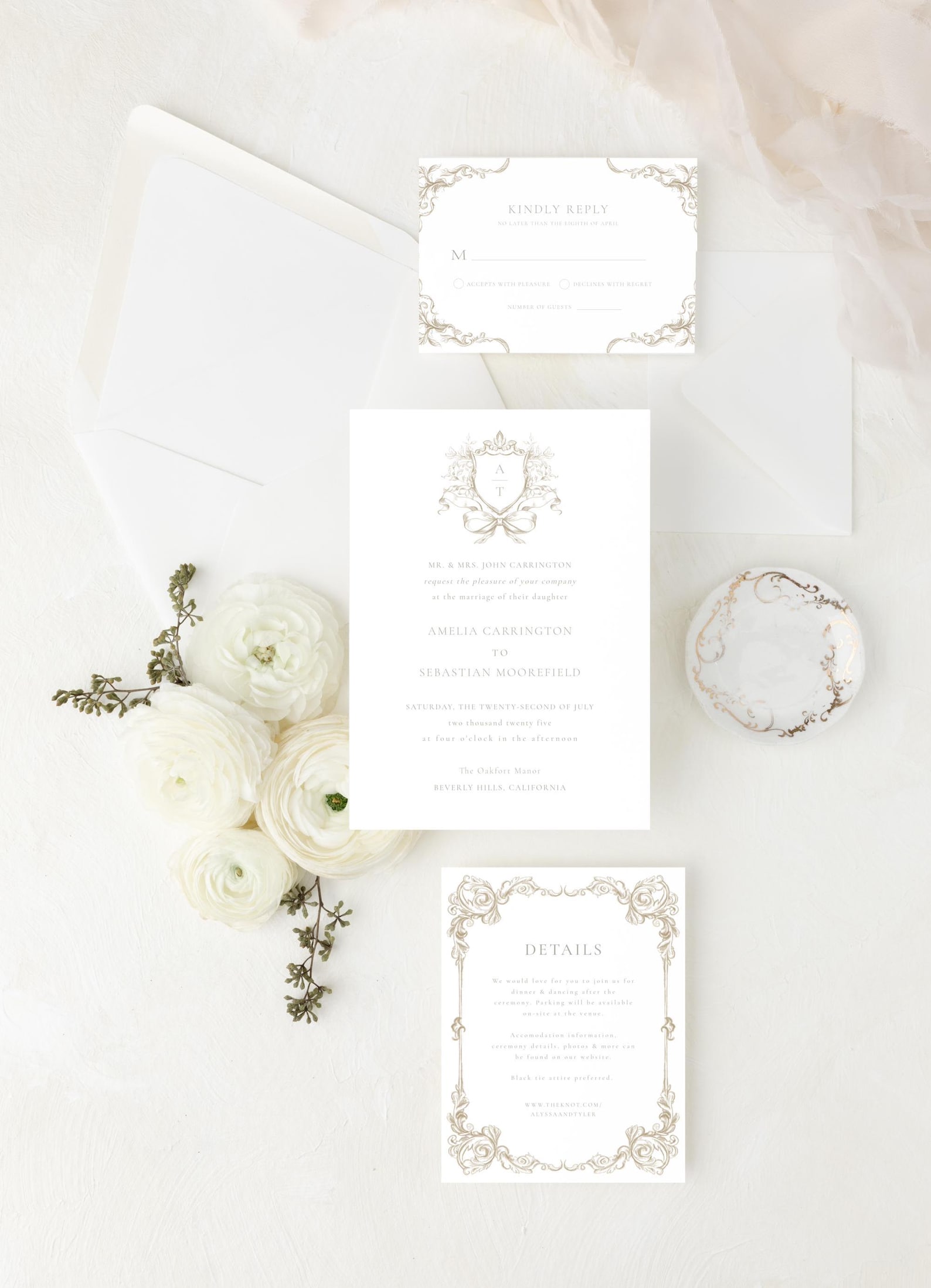 Editable VICTORIA Baroque Crest Wedding Suite Invitation Template ...