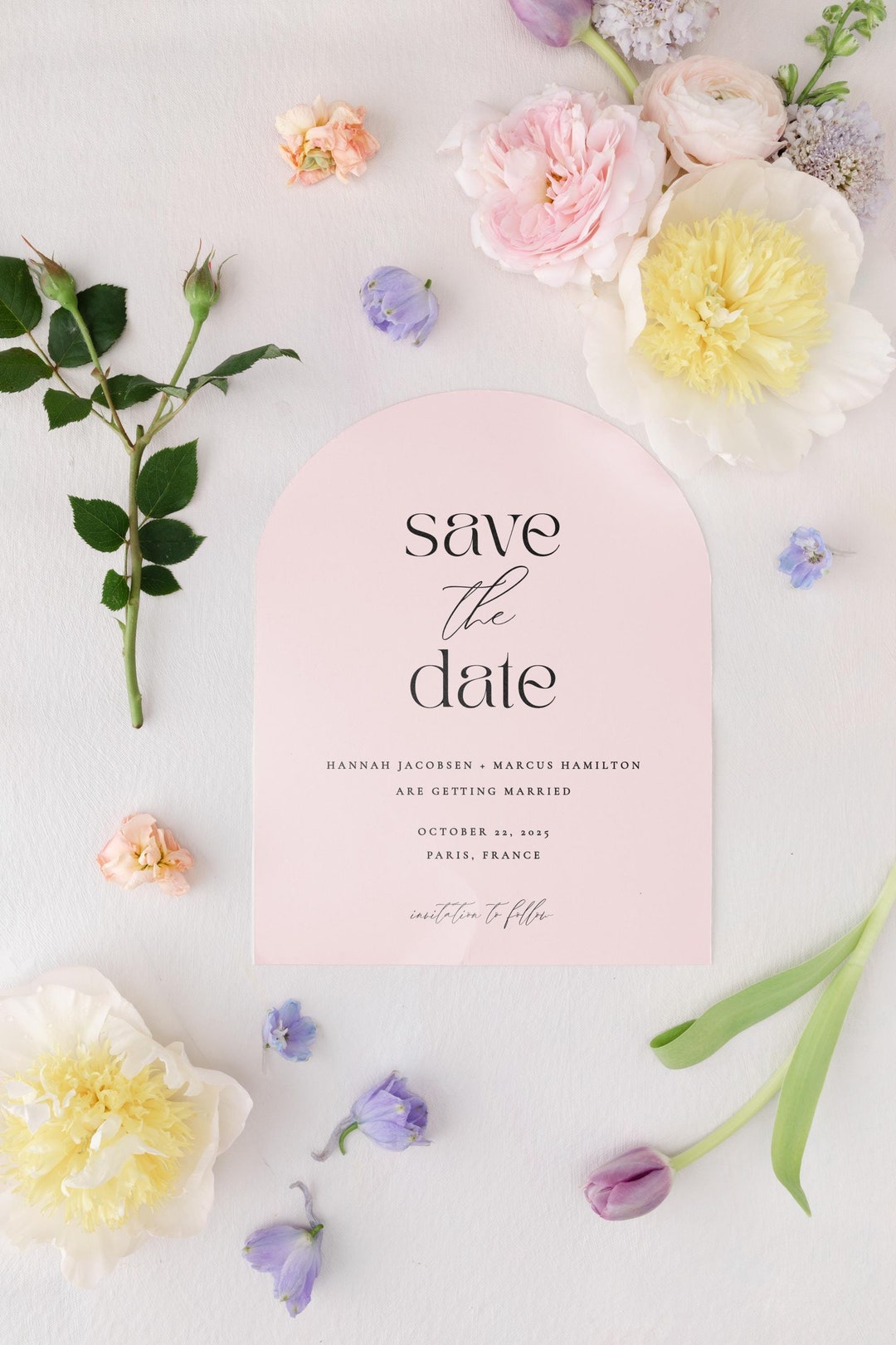 Editable Pink Blush Arch Save the Date Wedding Event Template Custom ...