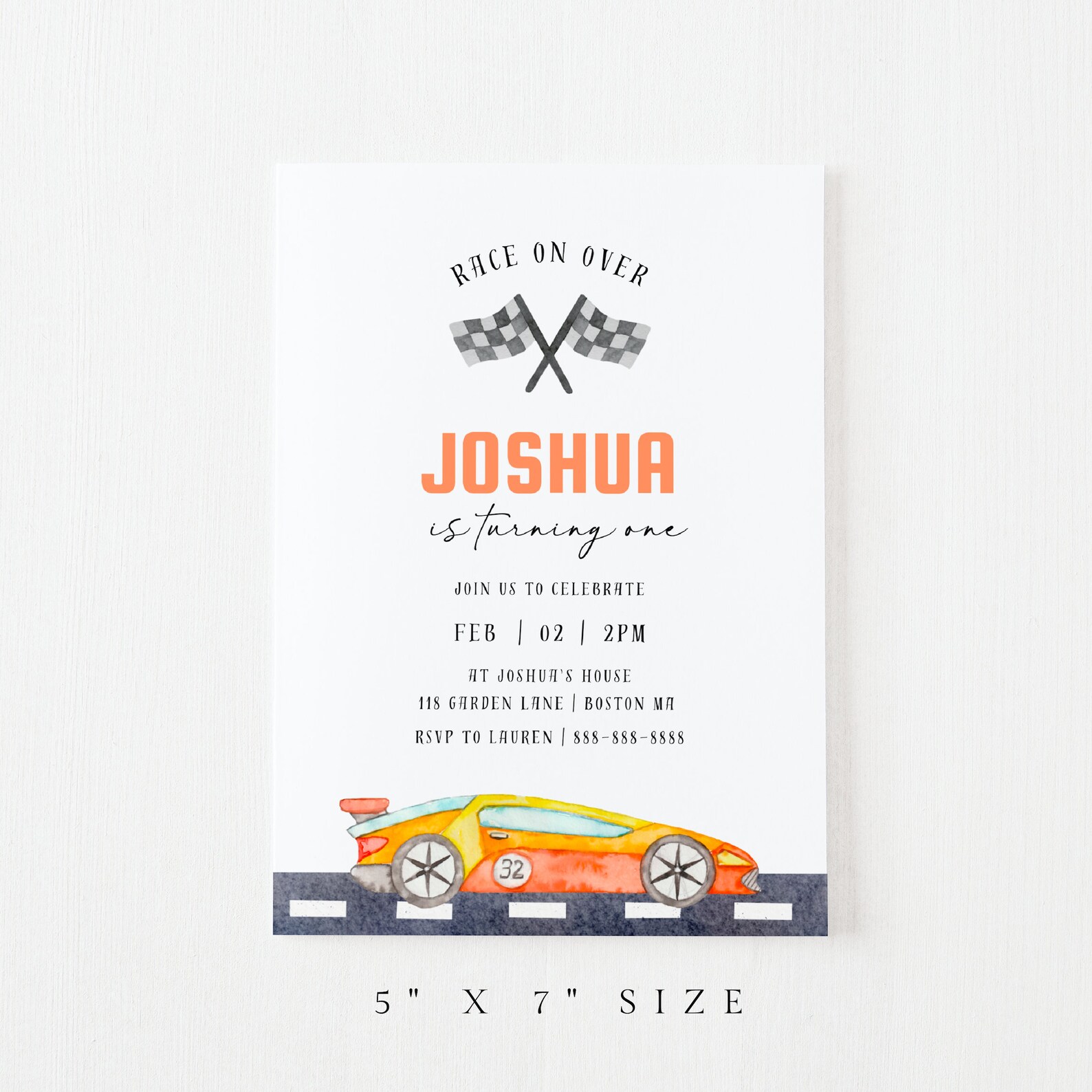 Editable Race on Over Racecar Kid's Birthday Invite Template | Little ...