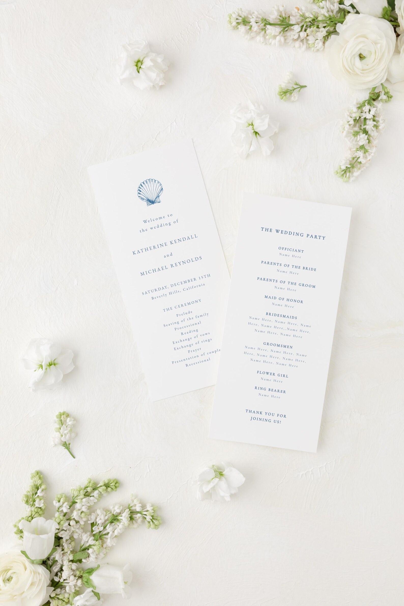 Editable AZURE Wedding Program Event Wedding Day Timeline Template Blue ...