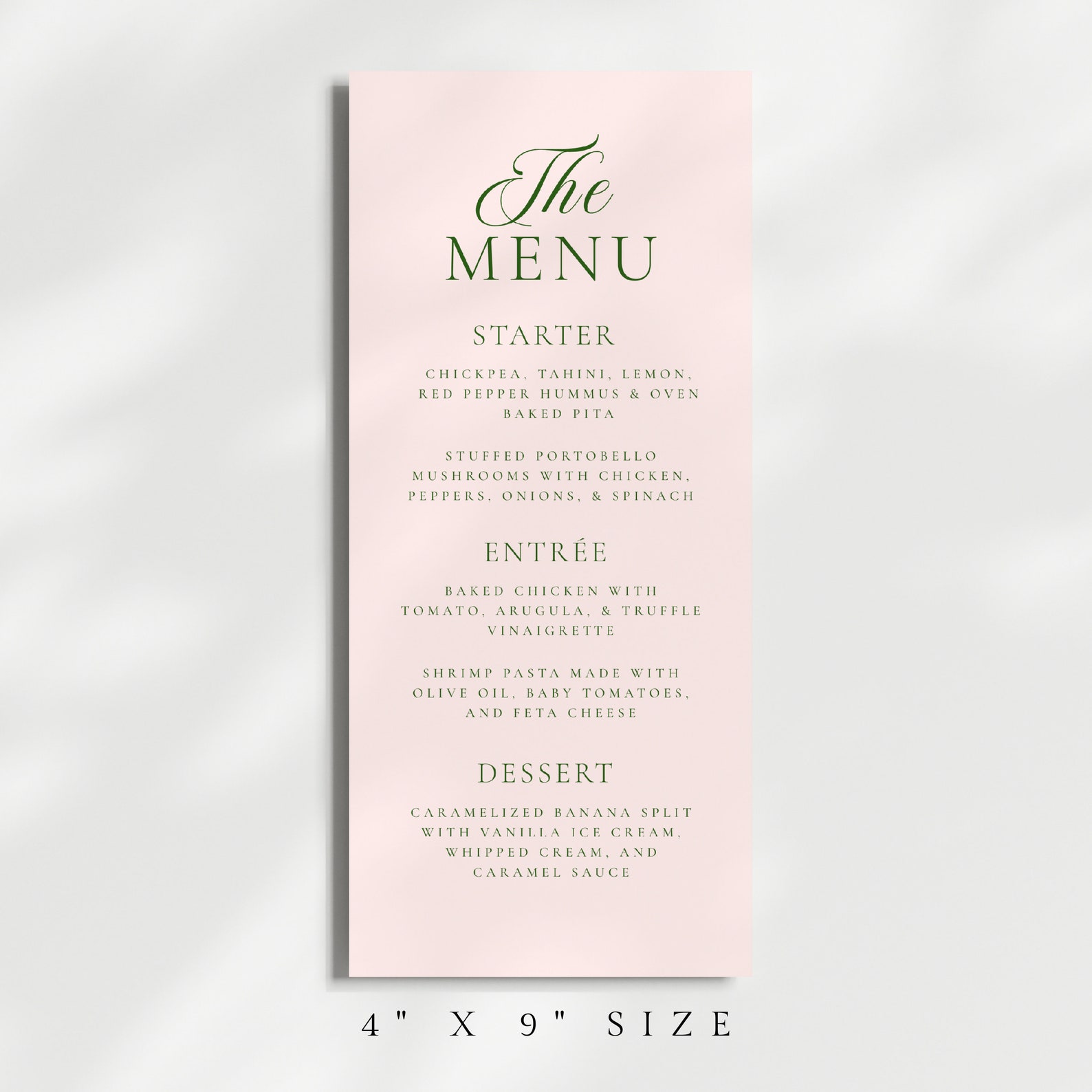 Editable Pink Blush Modern Script Menu Ivy Green Template Printable ...