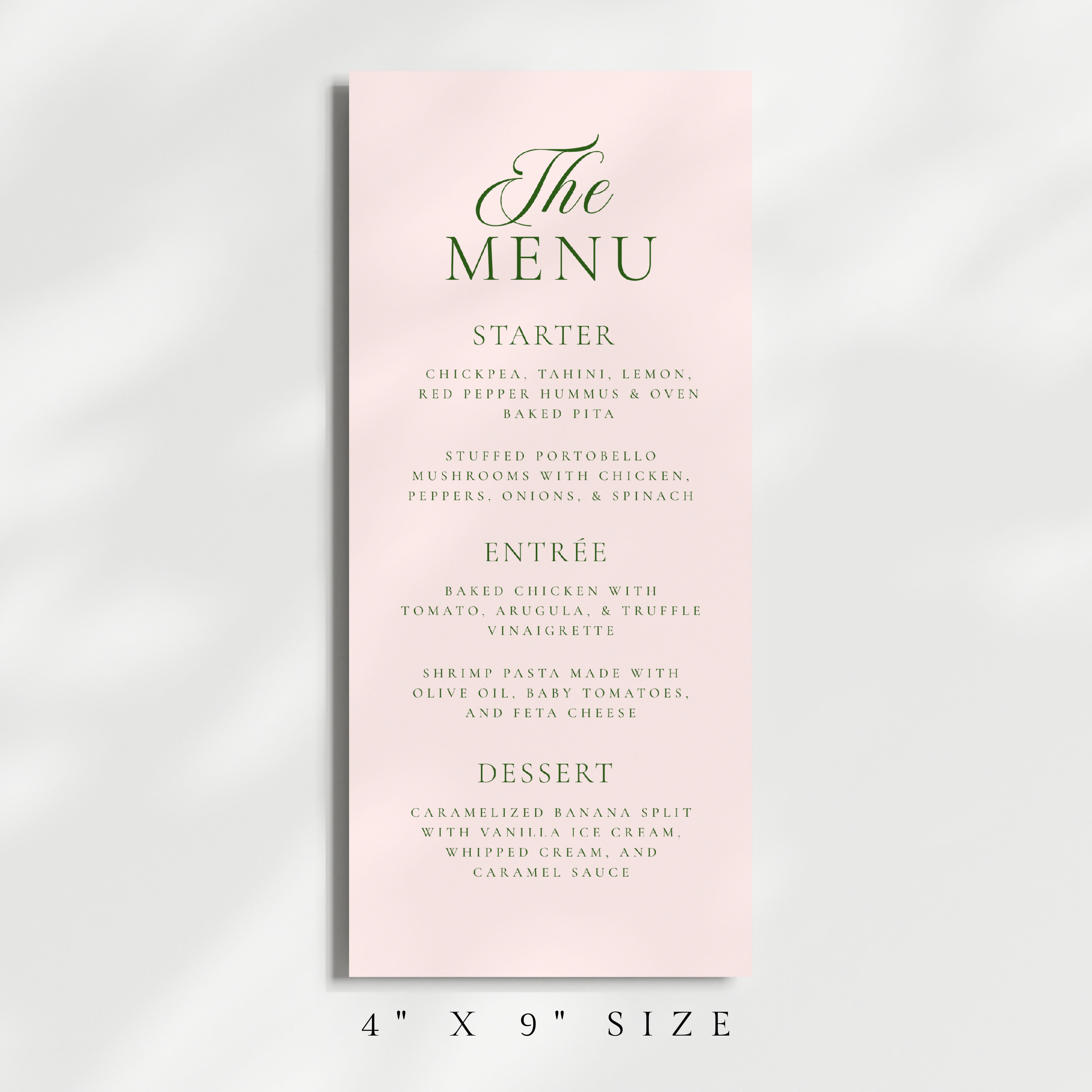 Editable Pink Blush Modern Script Menu Ivy Green Template | Printable ...