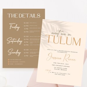 Meet Me in Tulum Bachelorette Party Printable Invite Tan - Etsy