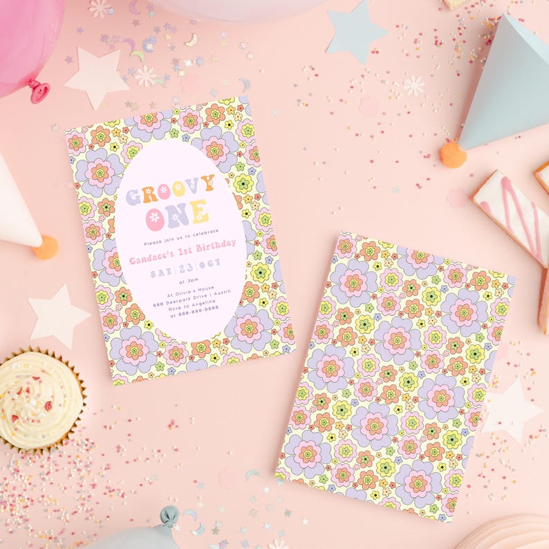 Groovy One Birthday Invitation Template Flower Girl 60's 70's | Flower ...