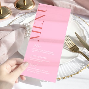 Editable Pink Modern Menu Template | Pink White Blush Striped Double ...