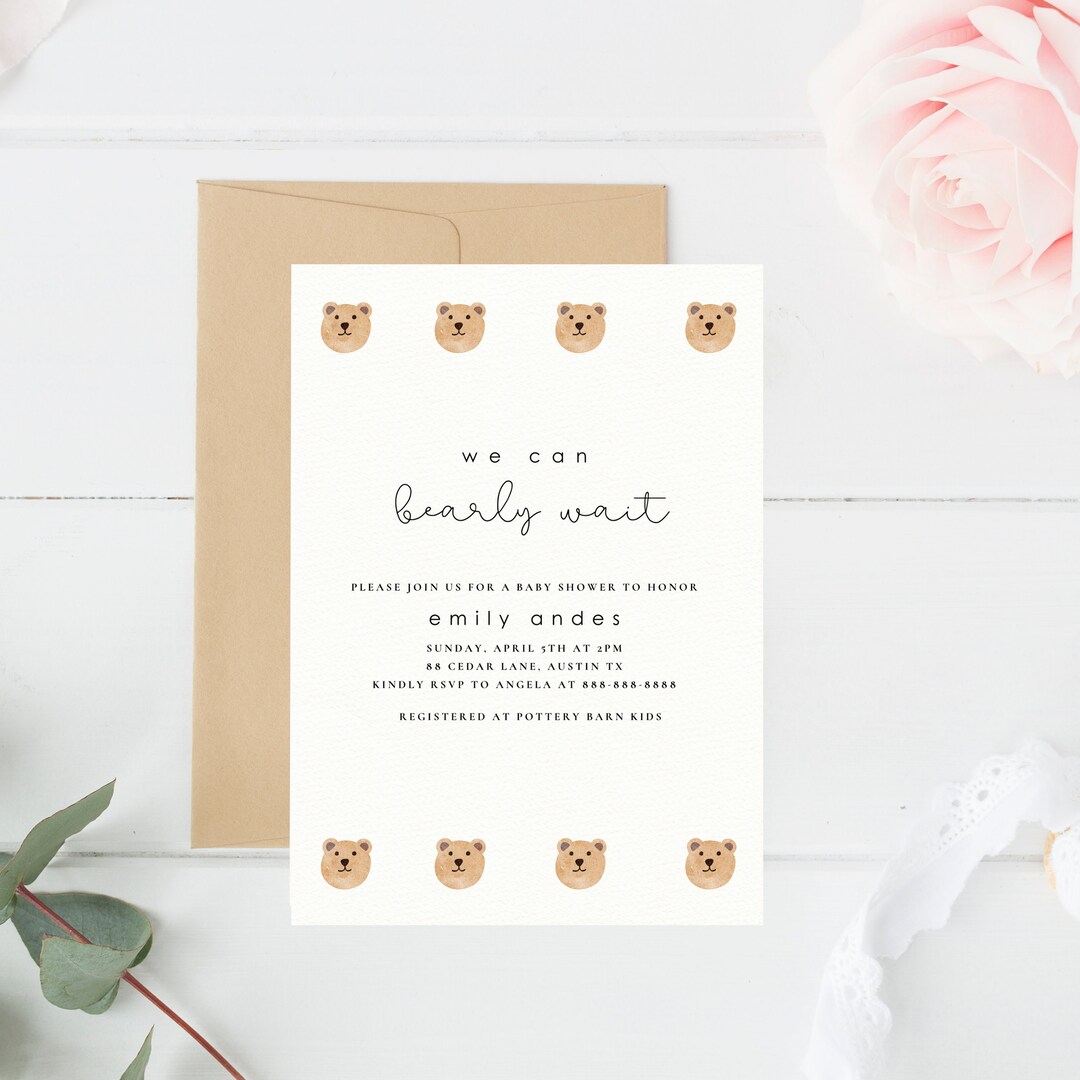 Bearly Wait Baby Shower Boy Girl Pattern Teddy Shower - Etsy