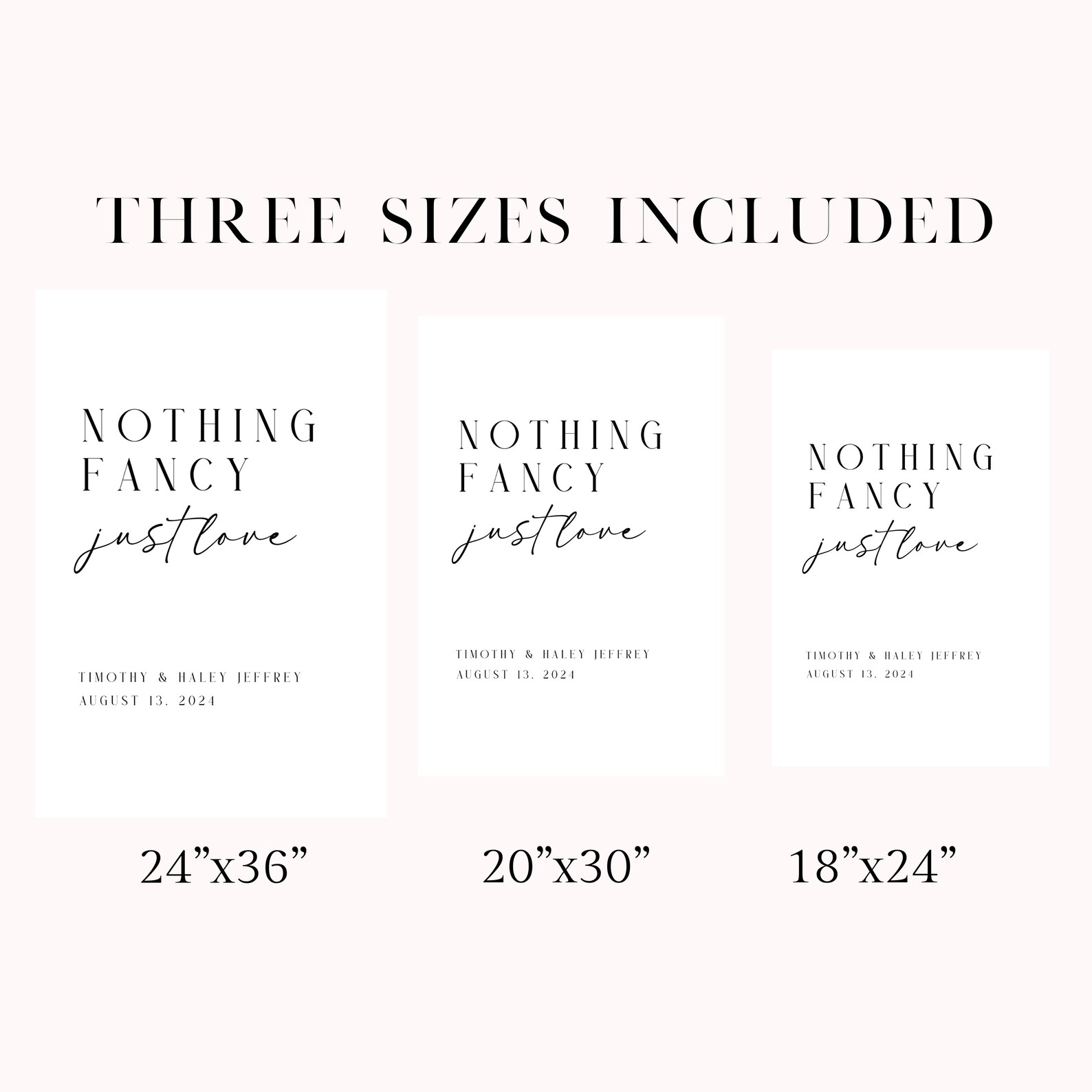 Editable Modern Nothing Fancy Just Love Wedding Welcome Sign Template ...