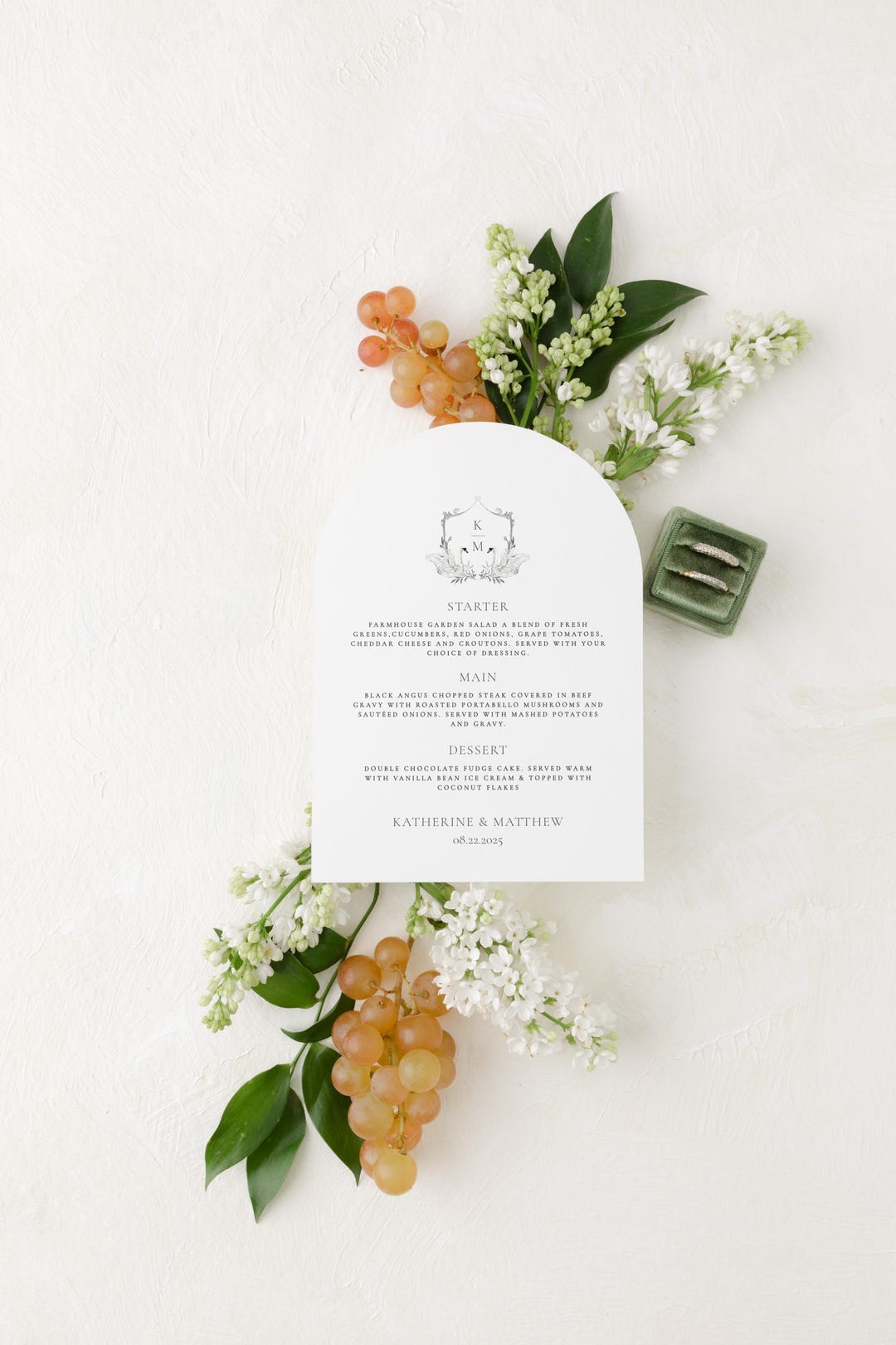 Editable WHITE SWAN Baroque Arch Crest Wedding Menu Template | Custom ...
