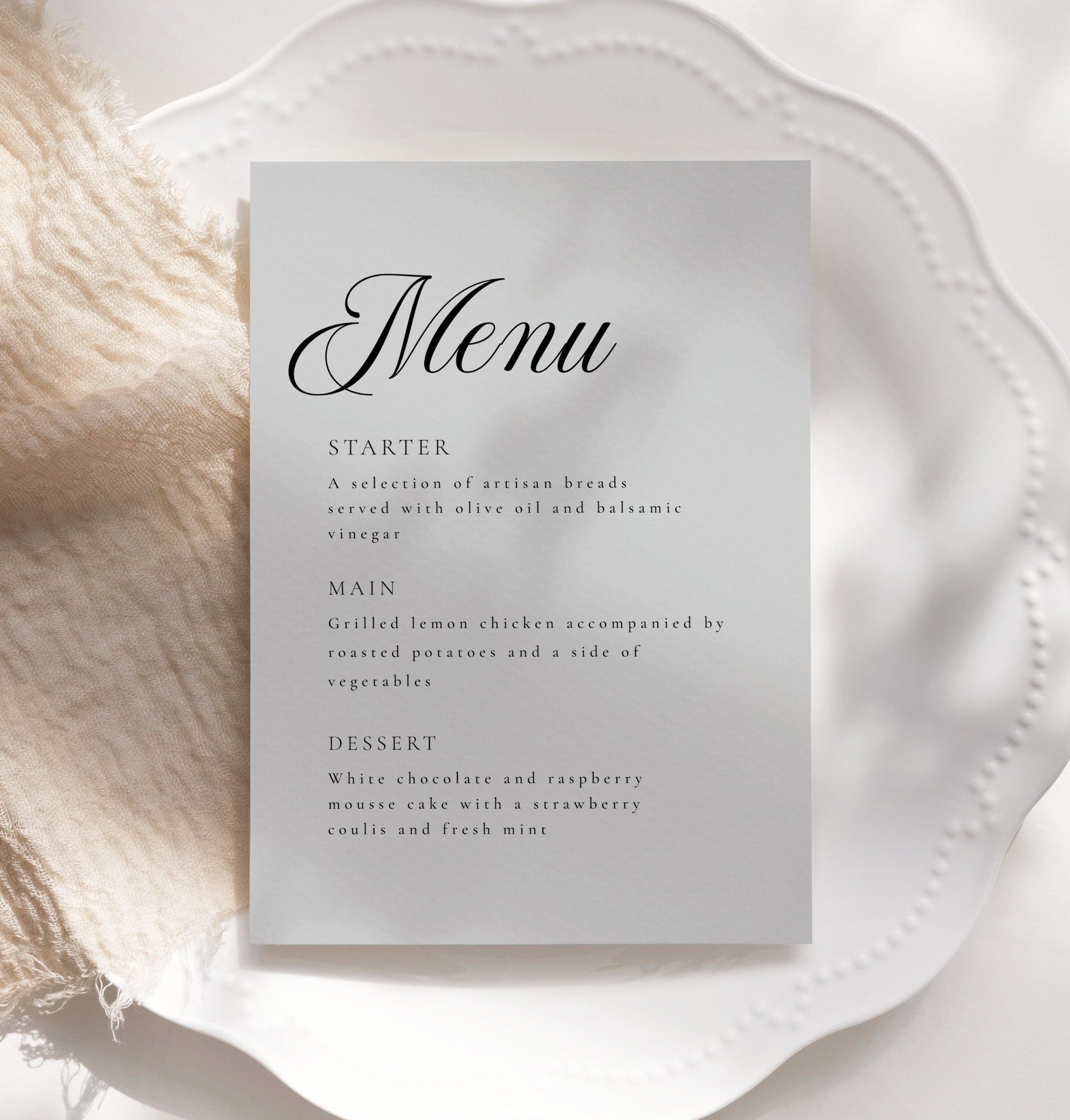 Editable Modern Tan & Black Menu Bridal Shower Wedding Event Menu ...