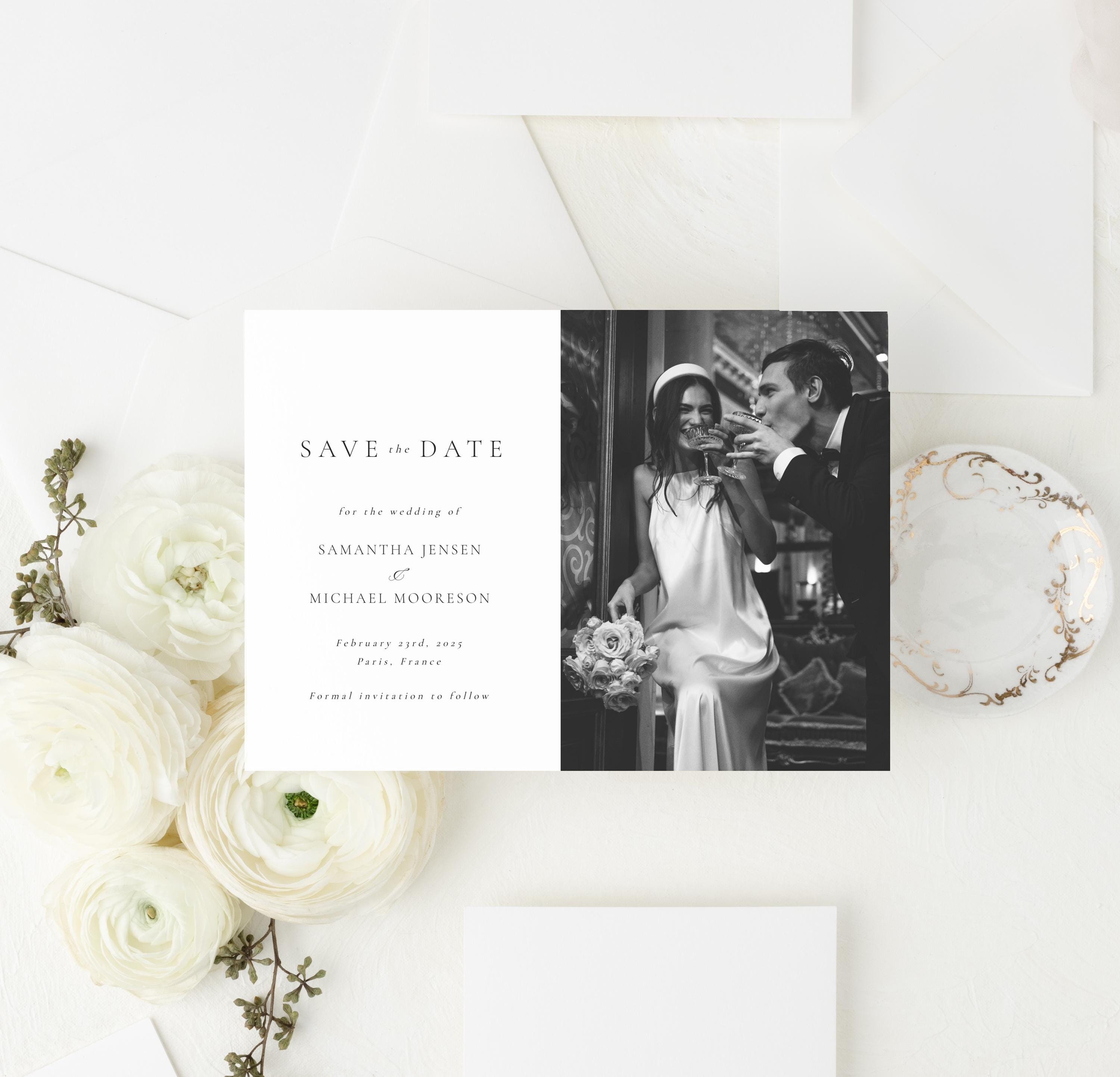 Editable Modern Save the Date Photo Wedding Event Template | Custom ...
